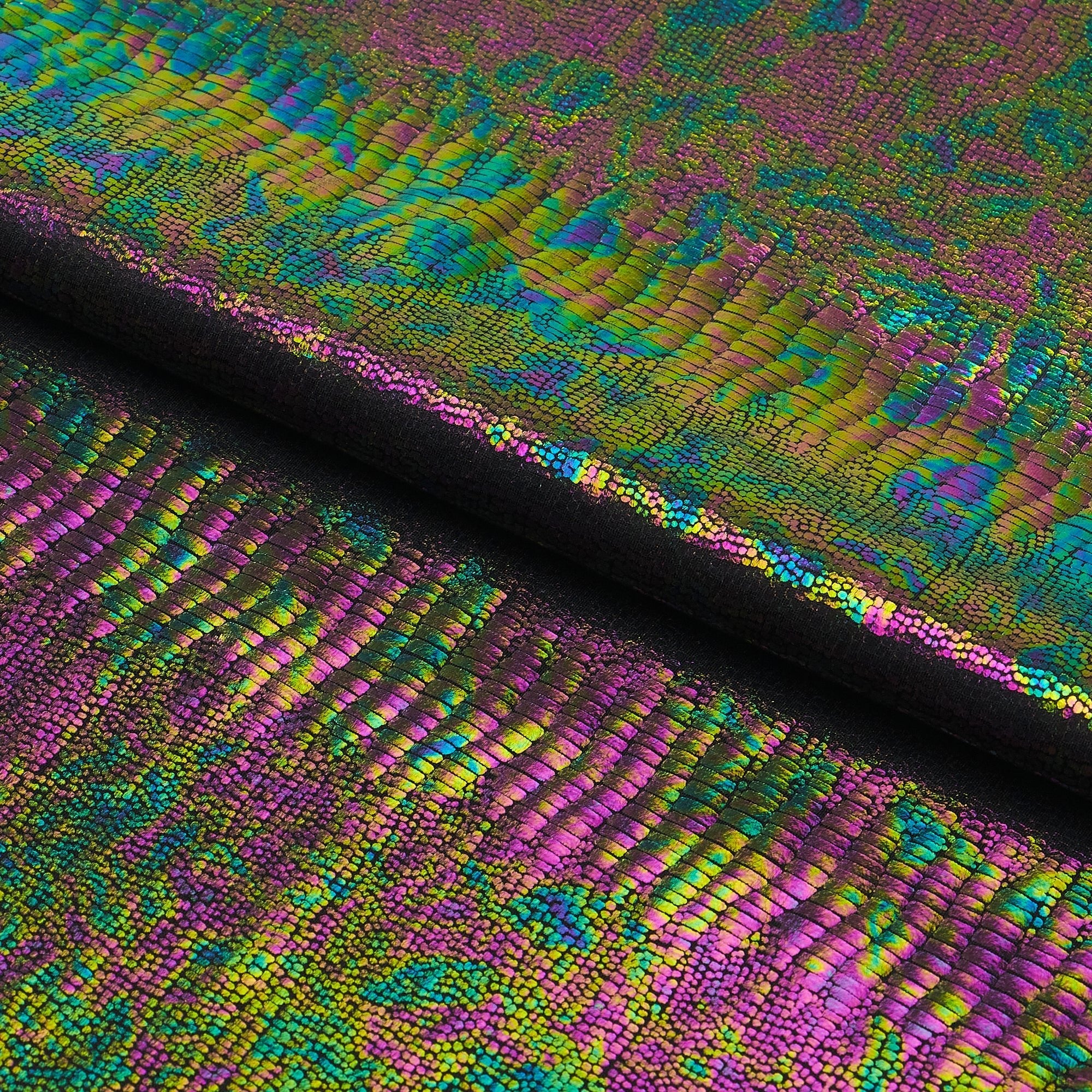 Oil Slick Python Hologram Spandex | Blue Moon Fabrics