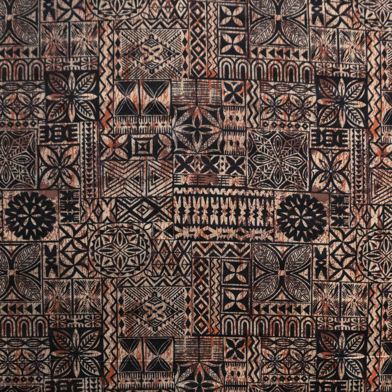 Traditional Polynesian Tapa design Polyester Fabric # 2 | Islands Fabr